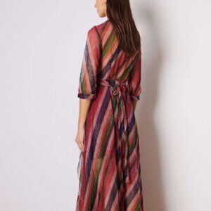 ba&sh | Dresses | Nwot Bash Madison Robe Asymmetrical Pinkmulti Striped ...